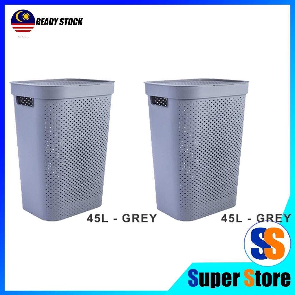 45L/60L Japanese Style Dirty Clothes Basket Laundry Basket Bakul Baju Kotor Raga Kain Laundry ...