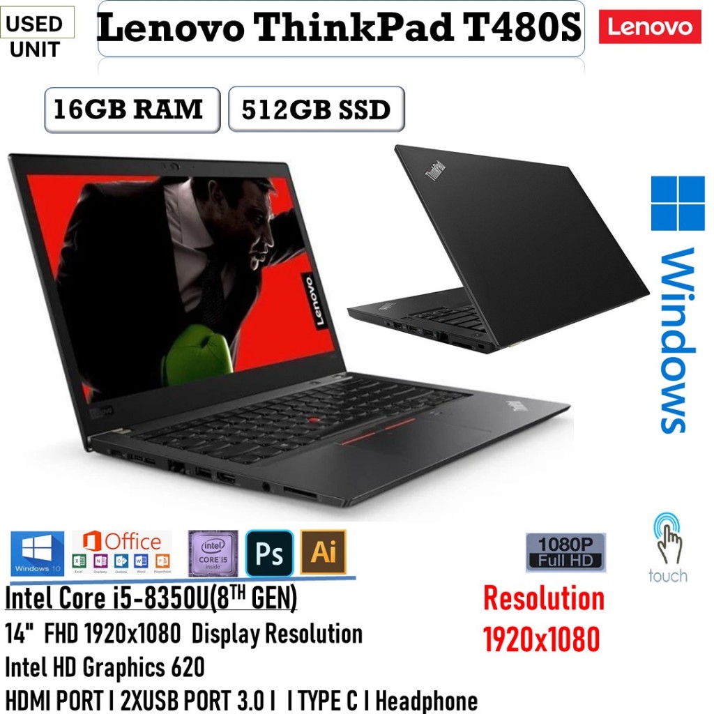Lenovo ThinkPad T480,14" FHD Touch screen, core i5 8th gen Excellent ...