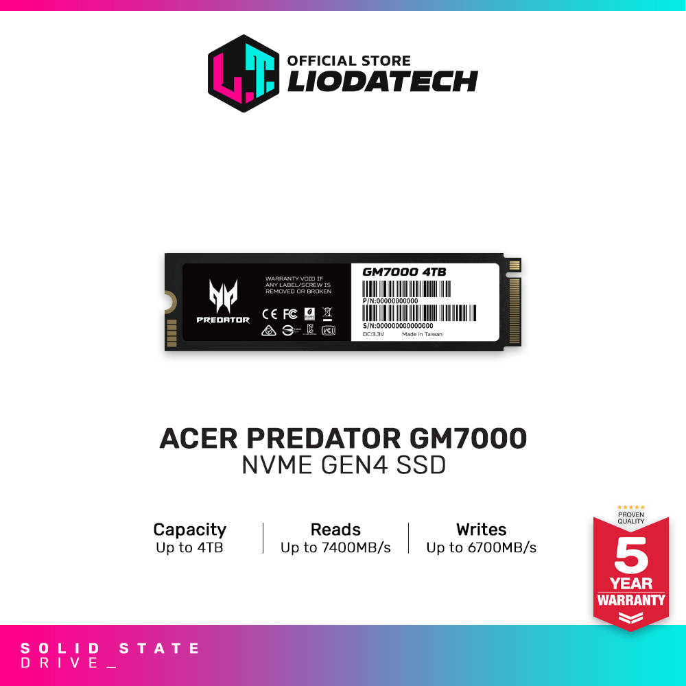 Acer Predator GM7000 PCIe Gen 4 M.2 NVMe SSD With Heatsink (512GB / 1TB / 2TB) | Shopee Malaysia