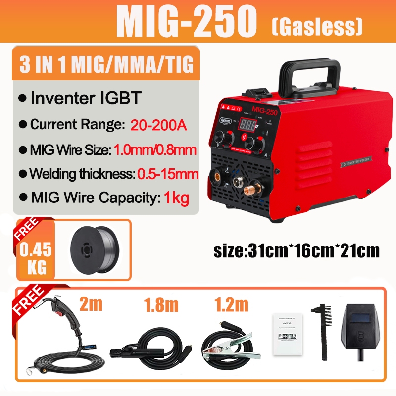 MIG-999/250 MIG Welding Machine Set Gasless MIG/MMA/TIG 3in1 Inverter ...