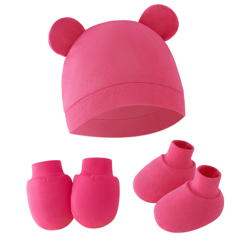 3pcs/pack baby mittens footies Hat Cap Newborn gloves Cotton infant ...