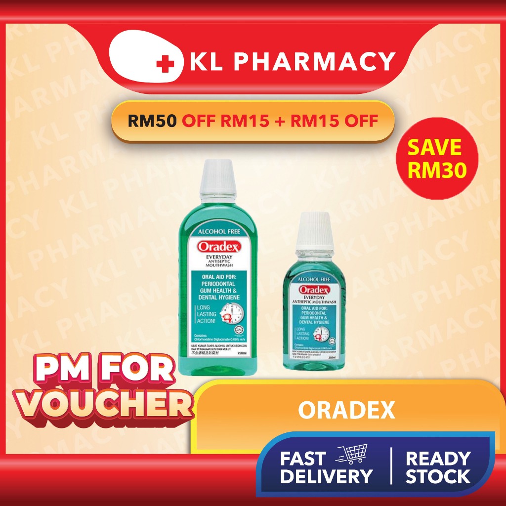 ORADEX EVERYDAY ANTISEPTIC MOUTHWASH ALCOHOL FREE (750ML/250ML ...