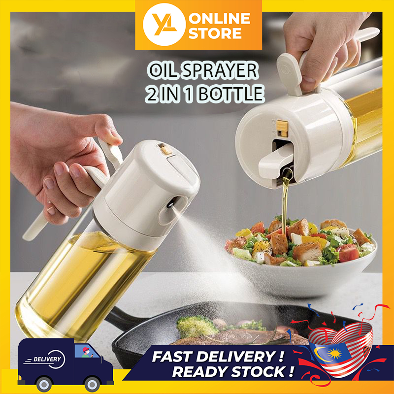 New Dual-Use Oil Pot Oil Sprayer Dispenser 2 In 1 Bottle With Food ...