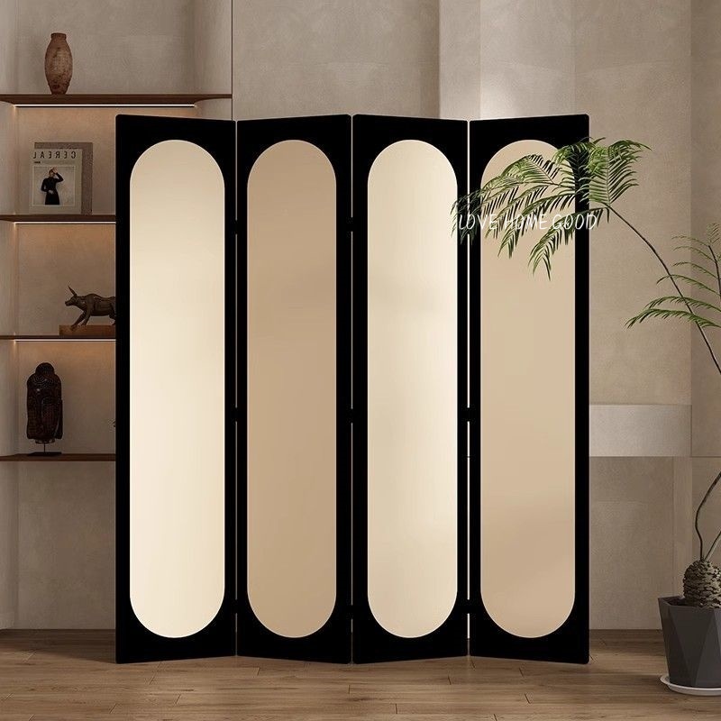 Modern screen partition living room folding wheel mobile office bedroom ...