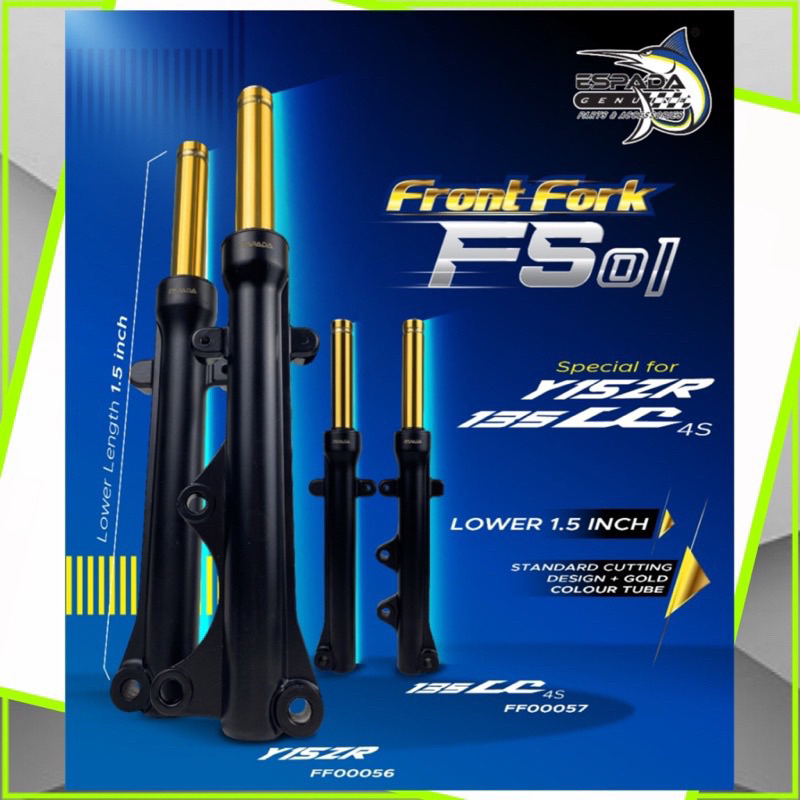 ESPADA LOWERED FRONT FORK FS01 STANDARD CUTTING LC135 LC 135 4S 4 SPEED ...
