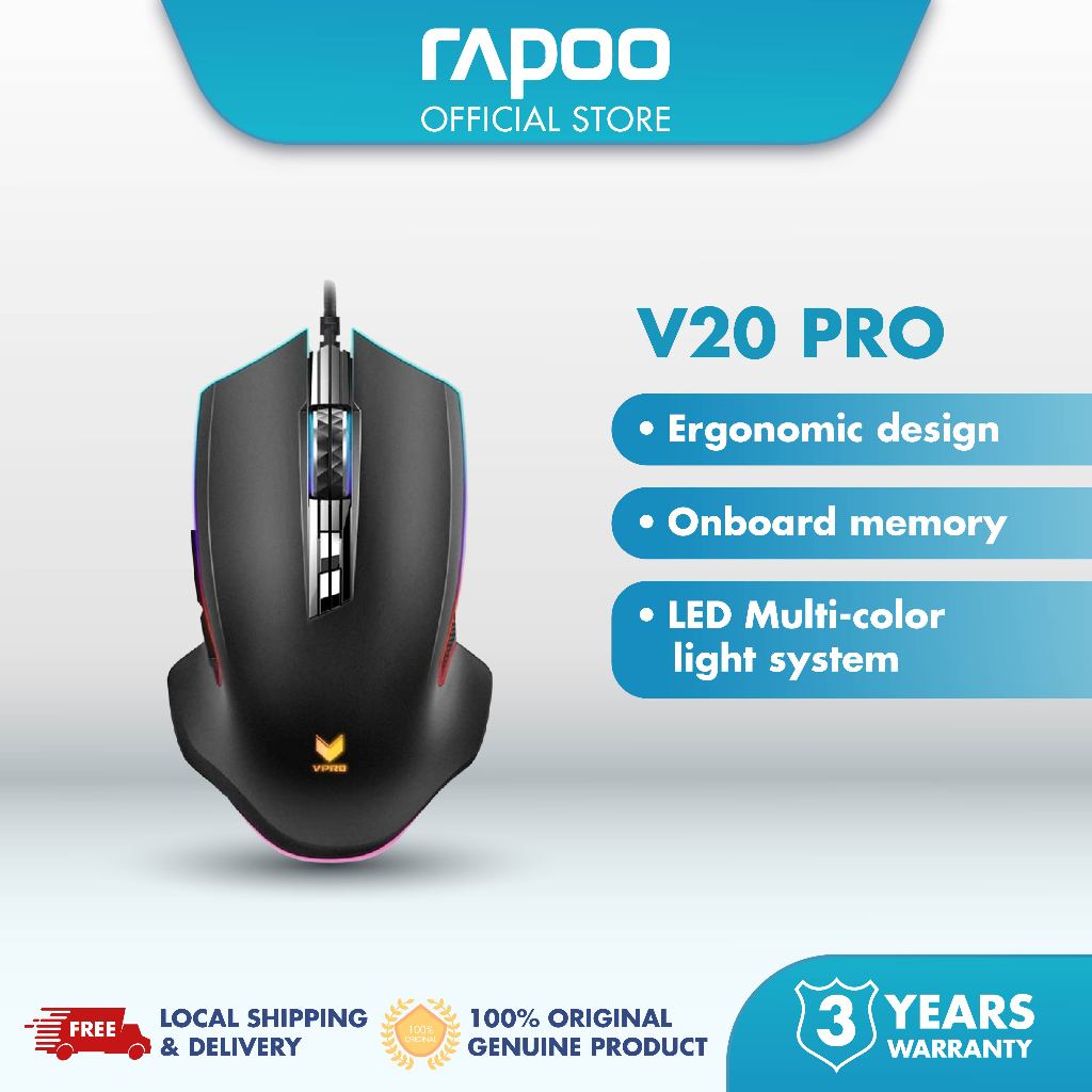 Rapoo V20 Pro Optical Gaming Mouse | Shopee Malaysia