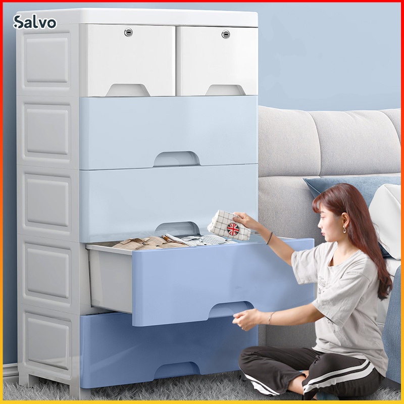 Drawer Cabinet With Lock Plastic Storage Drawer Cabinet 3/4/5/6/7 Tier ...