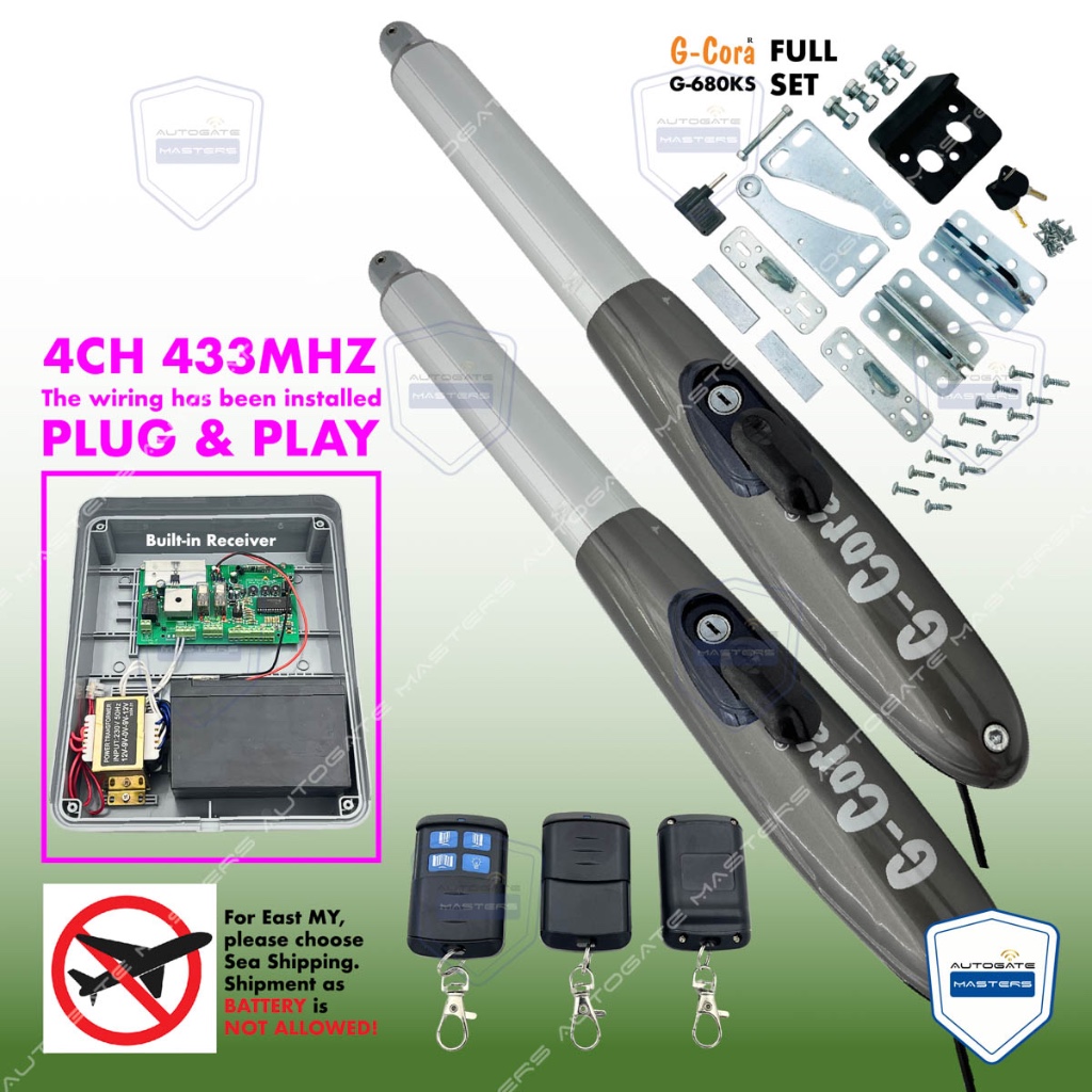G680KS ( WITH KEY ) ( 4CH 433MHZ ) G-CORA Swing folding arm autogate ...