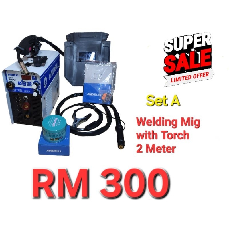 💥PROMOTION 💥 ANDELI WELDING SET MIG TORCH PANJANG 2 METER 1 MESIN BOLEH ...