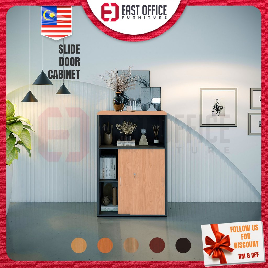 【READY STOCK】EastOffice l Office Low Sliding Door Wood Cabinet Storage ...