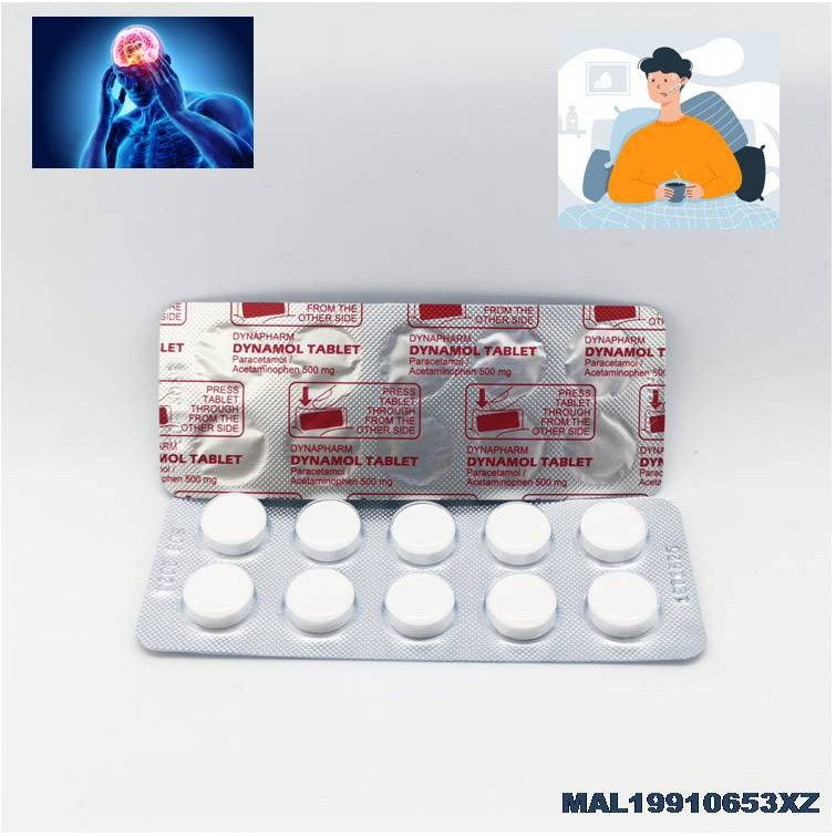 DYNAMOL PARACETAMOL 500/650MG DEMAM / MIGRAINE / PENING KEPALA 10BIJI ...