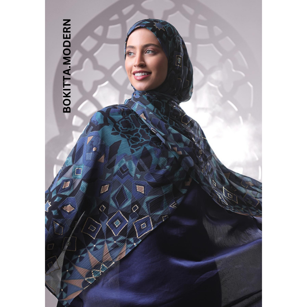 Bokitta Hassan II Azure- Printed Plus Crinkled Chiffon with Foil ...