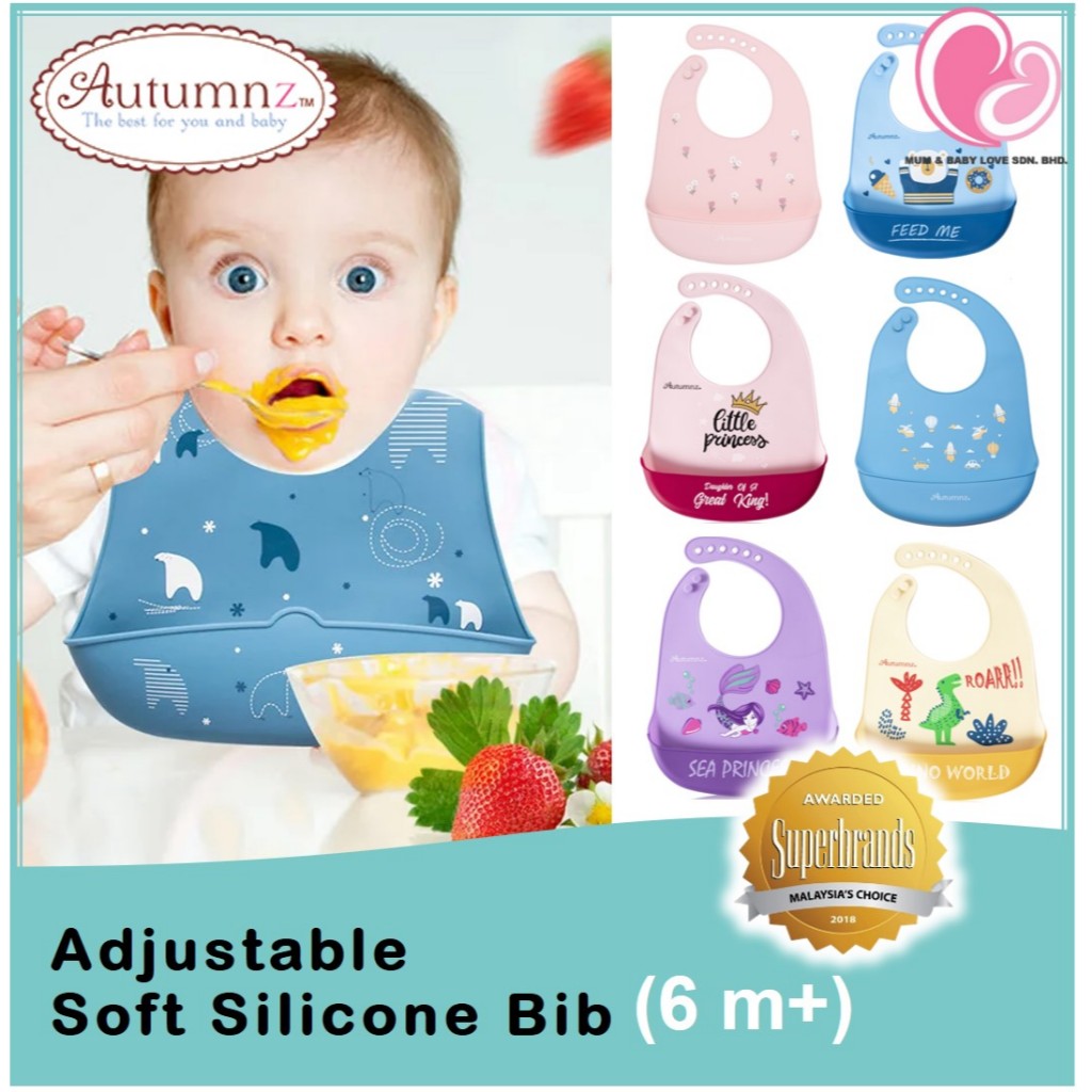 Autumnz Adjustable Soft Silicone Bib (6 Months+) Baby Bib with Food ...