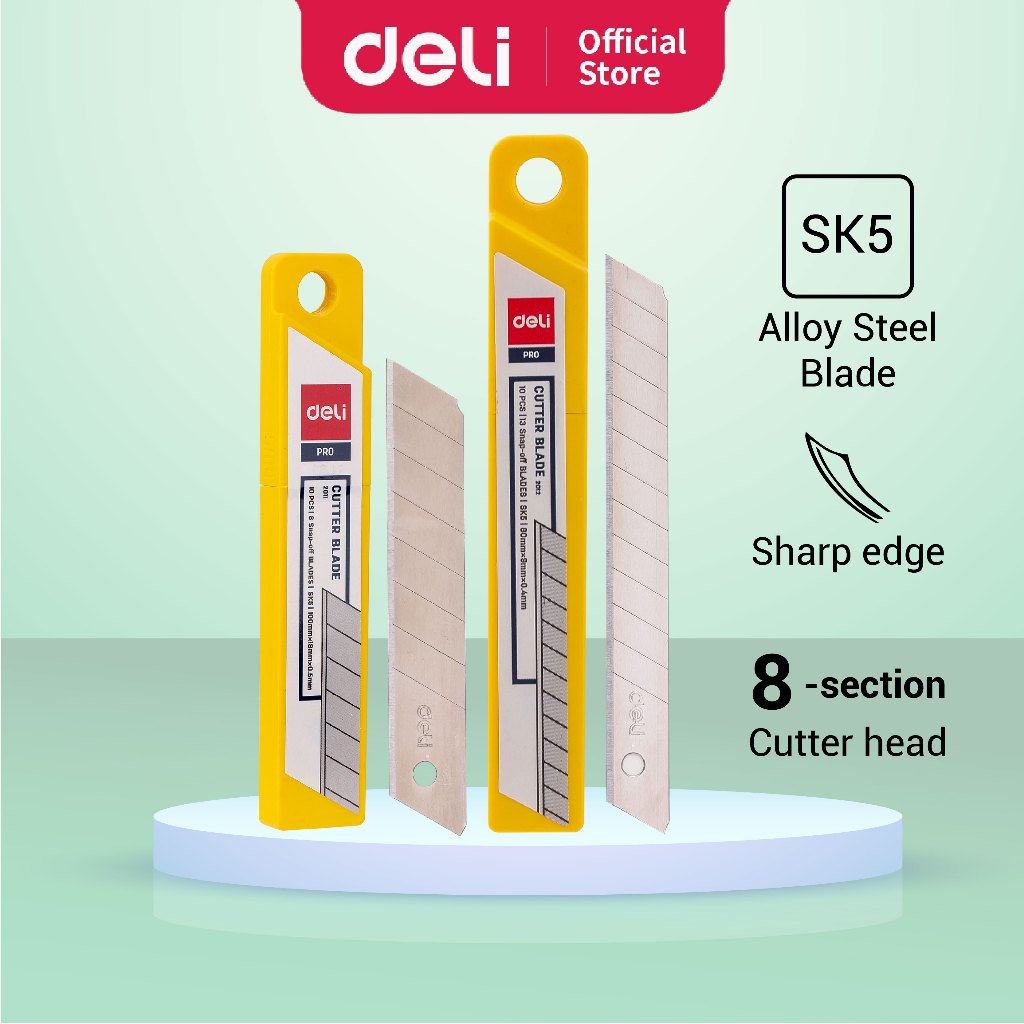 Deli Utility Cutter Knife Blade Refill 8 Snaps/13 Snaps (10pcs/box) Sharp Blades 9mm 18mm ...