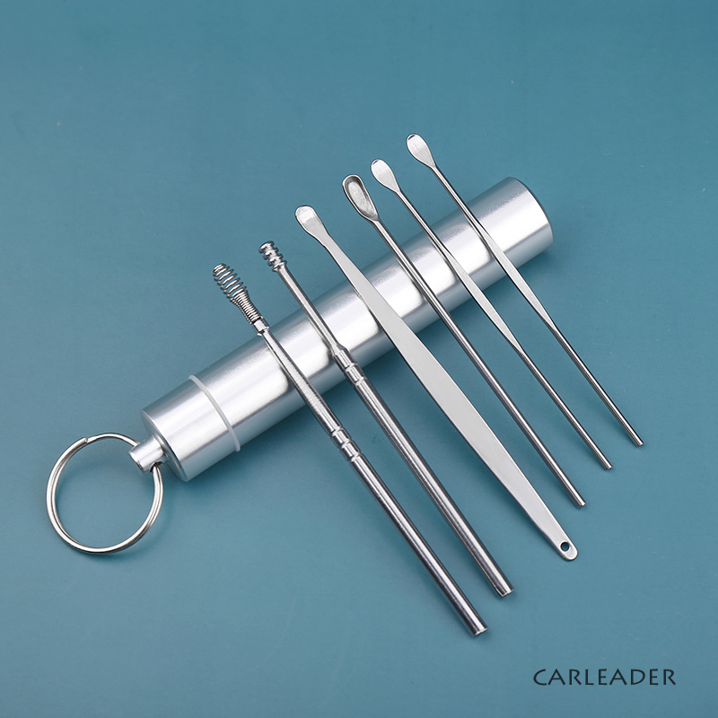 Portable ear-picking tool set 6-piece stainless steel ear-picking scoop ...