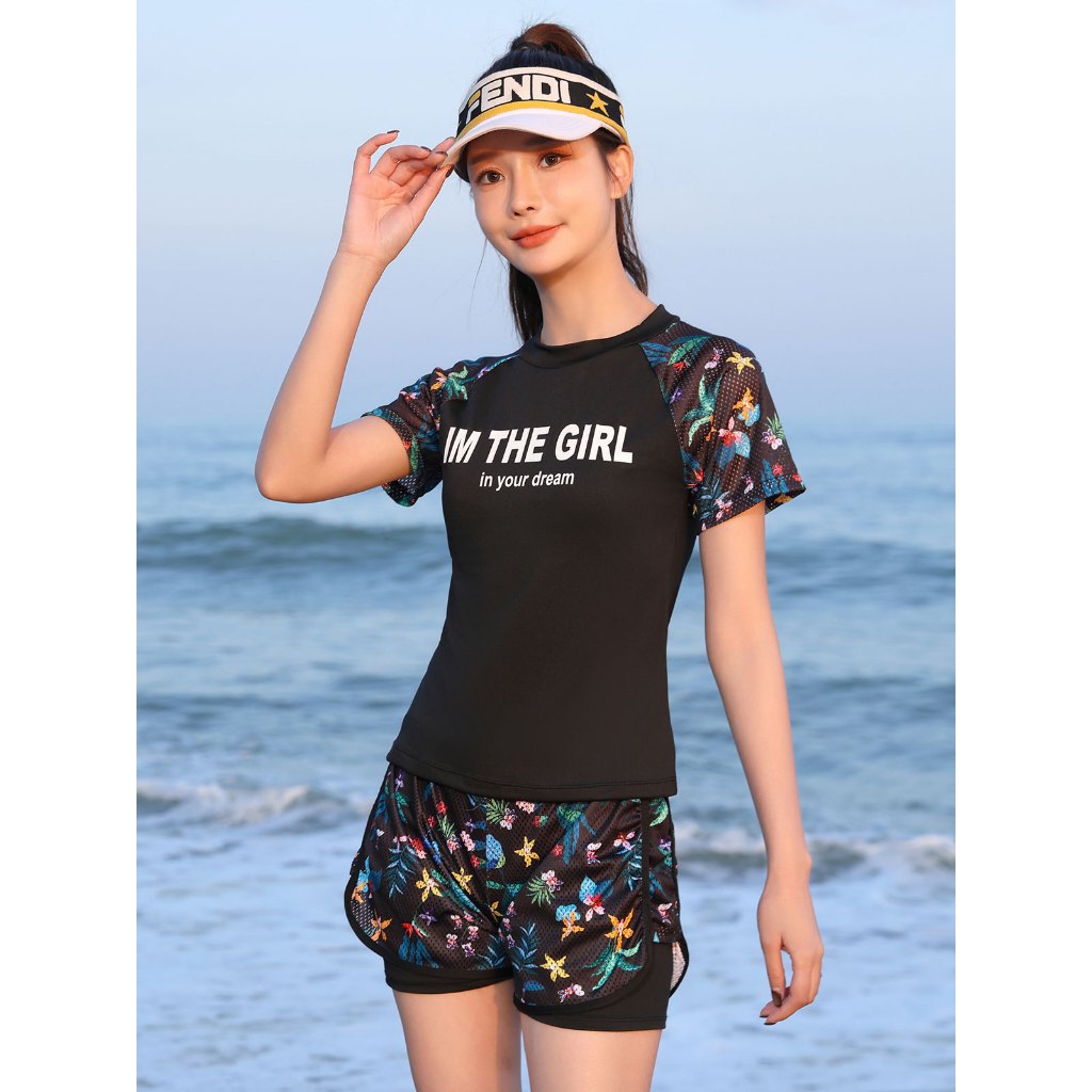 Women Teenagers Girls Young Lady Top + 2 Layer Pants 2 PC SwimSuit ...