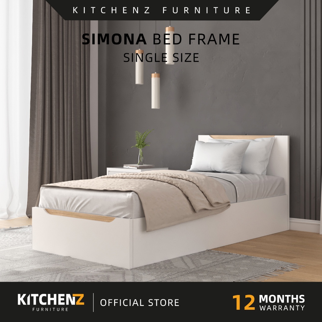 KitchenZ Sabah 6.5FT Simona Series Single Bed Frame Particle Board with ...