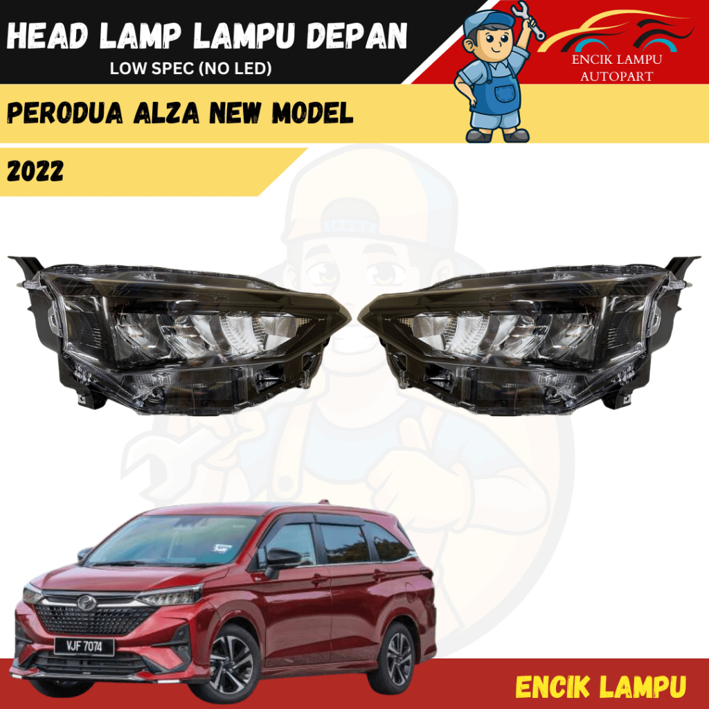 Original Perodua New Alza 2022 Head Lamp Lampu Depan Low & High Spec ...