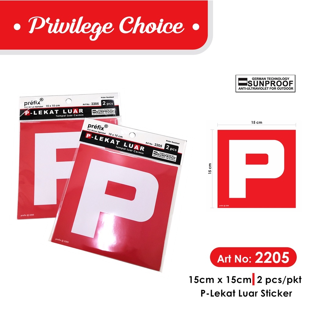 2pcs P Sticker Lekat Luar / Sticker P license / P Tampal Luar Cermin ...
