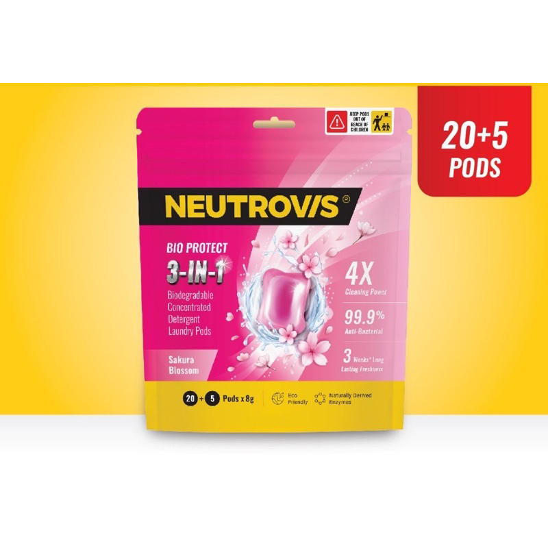Neutrovis 3-IN-1 Biodegradable Concentrated Detergent Laundry Pods ...