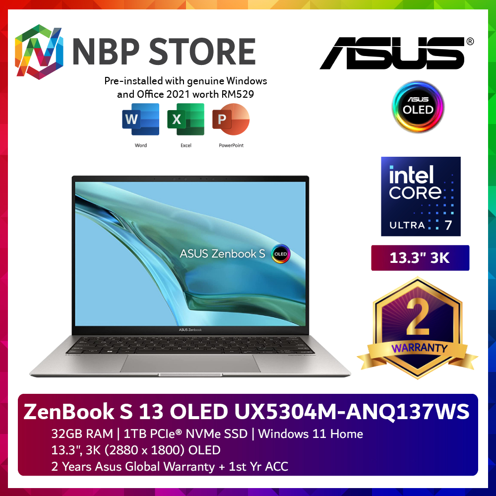 Asus ZenBook S 13 OLED UX5304M-ANQ137WS 13.3'' 3K Laptop Basalt Grey ...