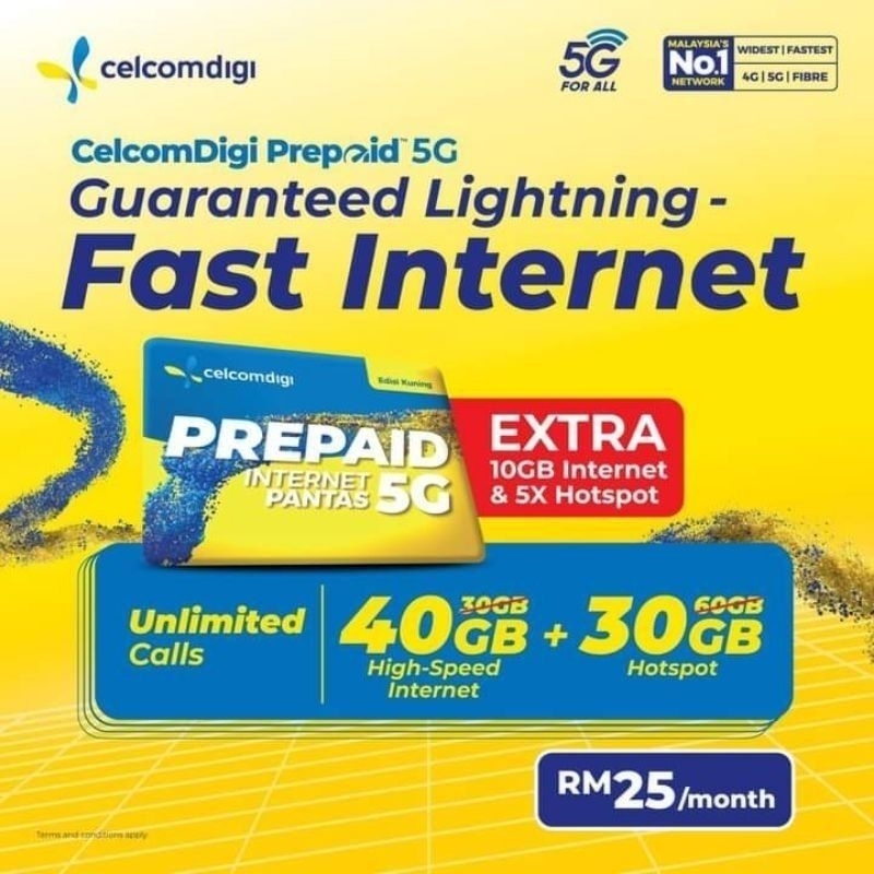 Digi Sim Kad 5G Internet Pantas Unlimited Data Speed Celcomdigi ...