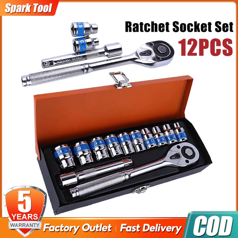 1/2" 12pcs Ratchet Box Socket Set (10-24mm) 6 points Socket Wrench with ...