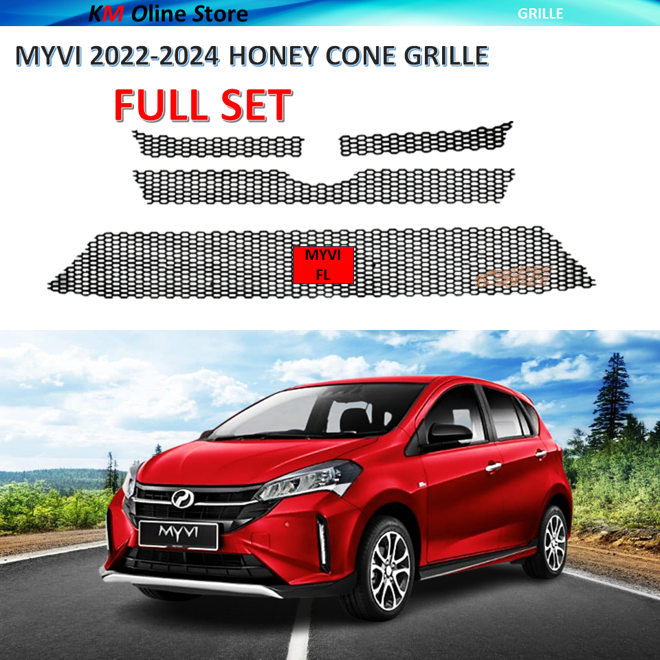 Perodua Myvi 2022-2024 FACELIFT Ready Cut Honeycomb Grill Full Set Top ...