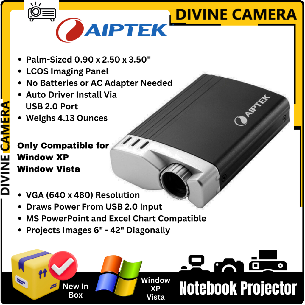 Aiptek Pocket Cinema T20 Notebook Projector Only for Window XP & Vista ...