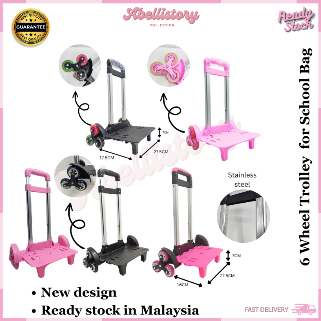 [ABELLISTORY] High Quality 6 Wheel Trolley For School Bag Staircase Bag ...