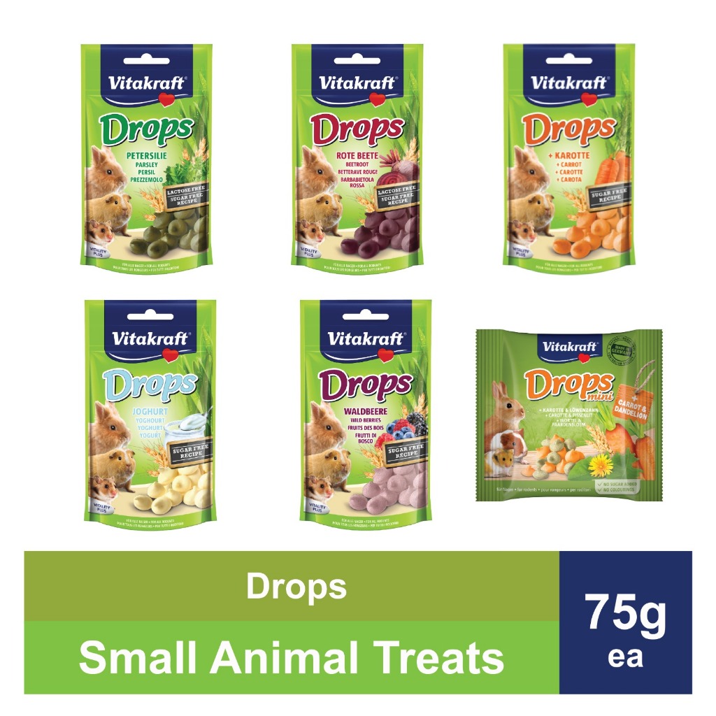 Vitakraft Drops Small Animal Treats Rabbit/Hamster/Guinea Pig (40g/75g ...