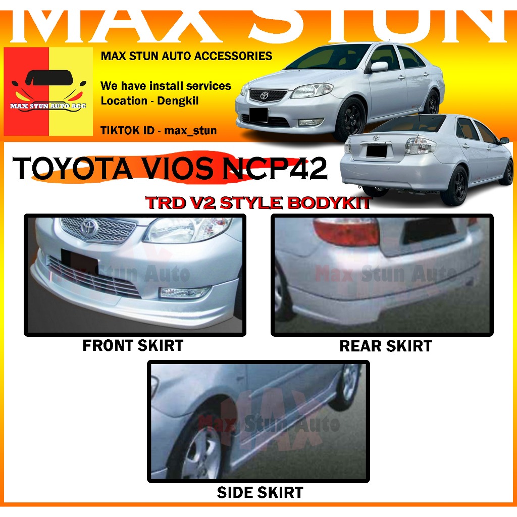 TOYOTA VIOS NCP42 VIOS 2004-2006 TRD V2 BODYKIT TRD-V2 BUMPER SKIRT LIP ...