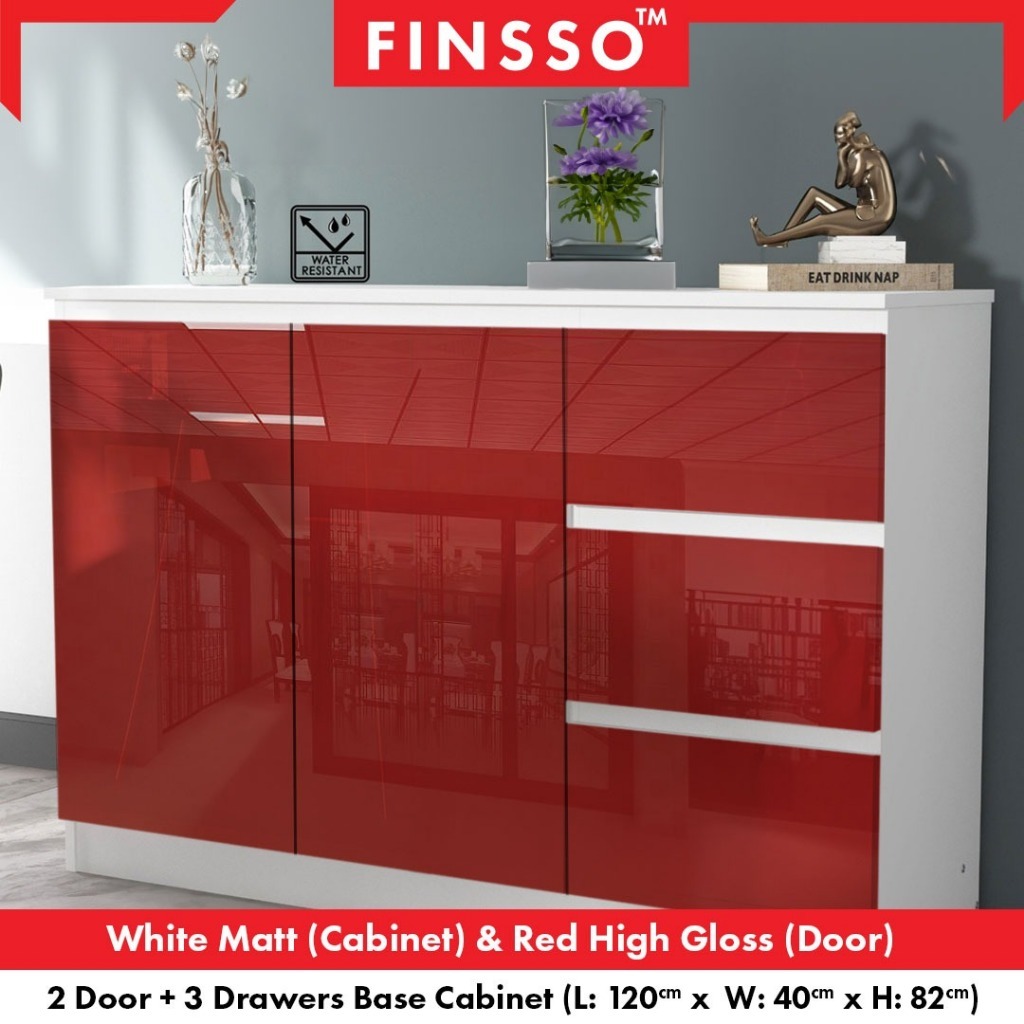 Finsso : Fella Modern High Gloss kitchen cabinet with Gloss Surface / kabinet bawah table top ...