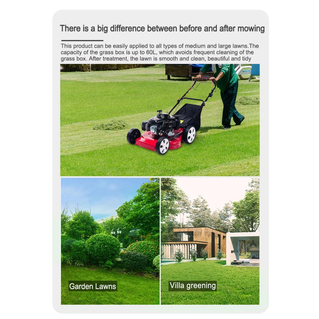 Petrol Lawn Mower Heavy Duty 4 Stroke 4000W Garden Grass Cutter Push ...