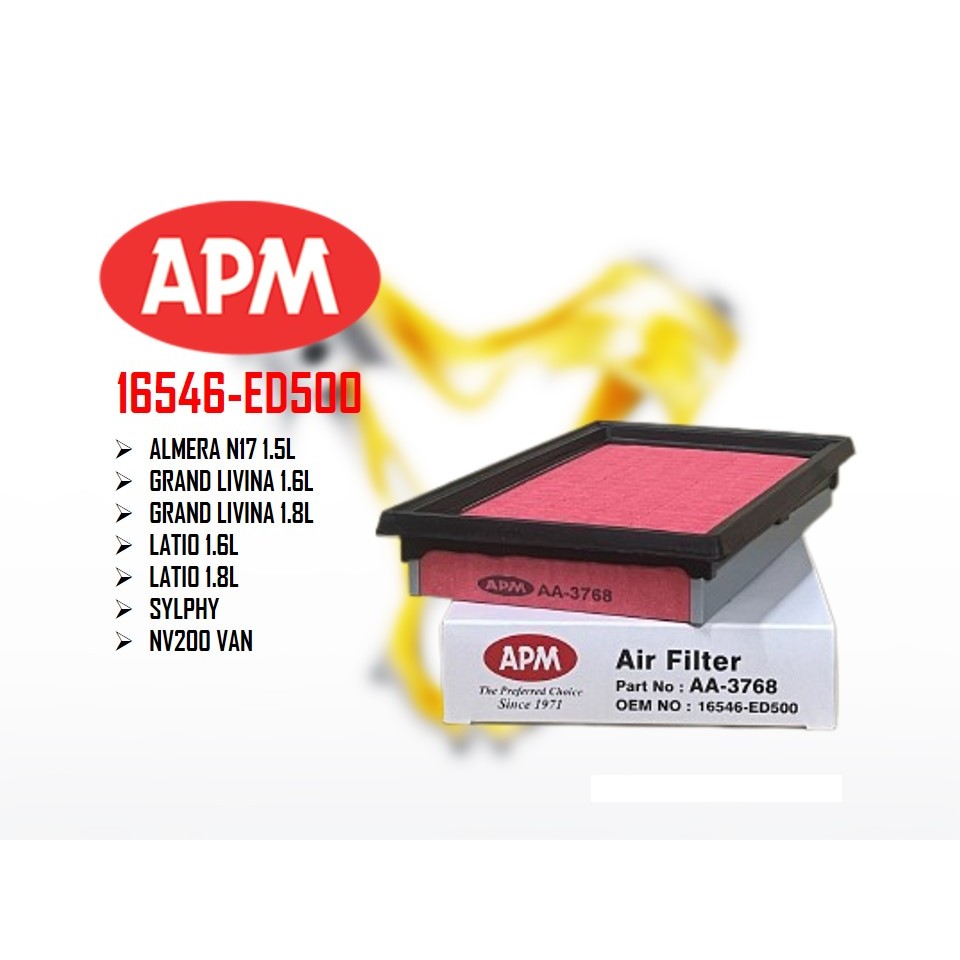 APM Air Filter - Nissan Almera Grand Livina Latio Sylphy NV200 Van ...