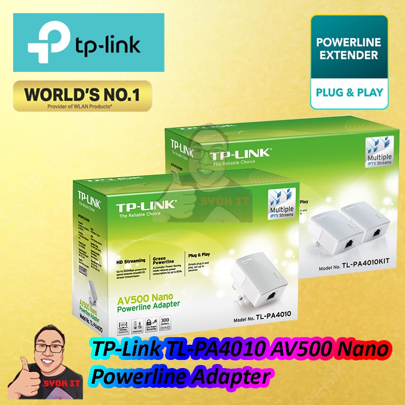 TP-Link TL-AP4010 AV500 Powerline Adapter Kit single / twin adapter kit ...