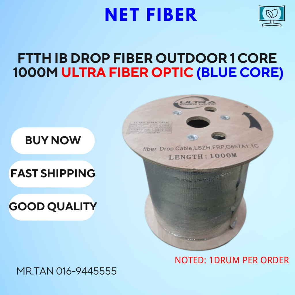 FTTH IB Drop Fiber Optic Cable 1Core 1000m (Blue Core) | Shopee Malaysia