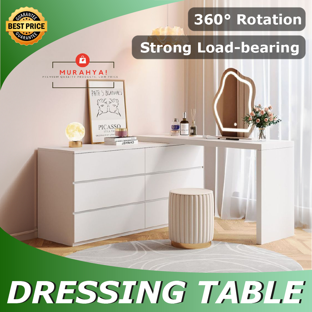 Dressing Table Meja Solek 120cm+80cm Dresser Rumah Retractable Vanity ...