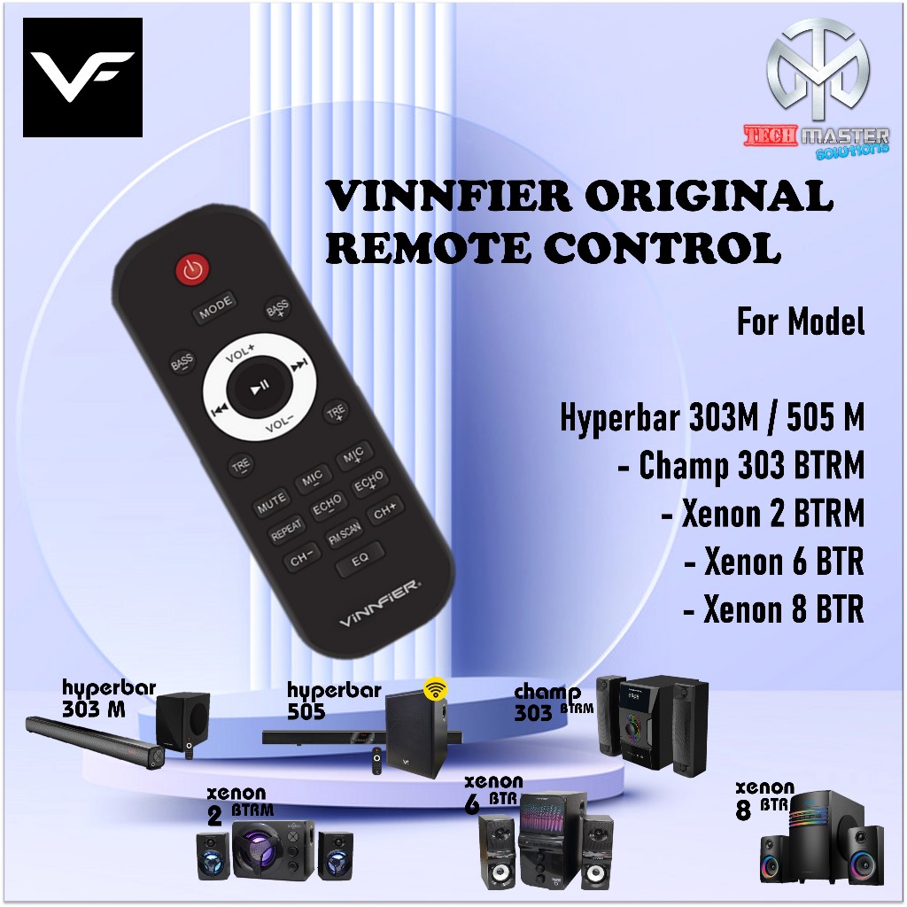 Vinnfier Remote Control For Hyperbar 303/505/1100, Champ 303 BTRM ...