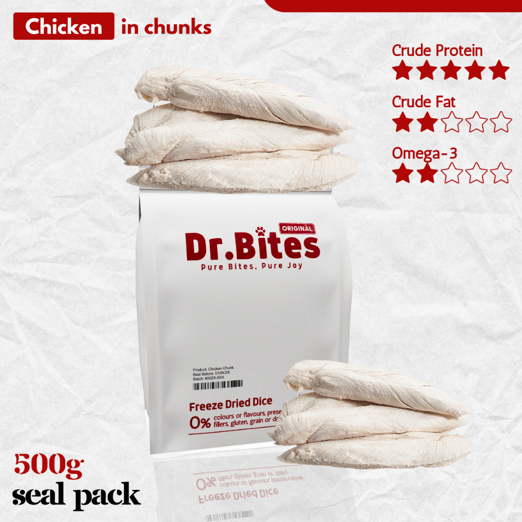 Dr.Bites Booster Gemuk Freeze Dried Chicken [500g] Premium Cat Dog ...