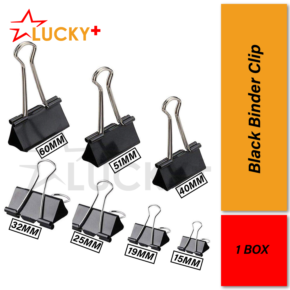 Black Binder Clip(1box)(15mm,19mm,25mm,32mm,41mm,51mm/12pcs)(60mm/6pcs ...