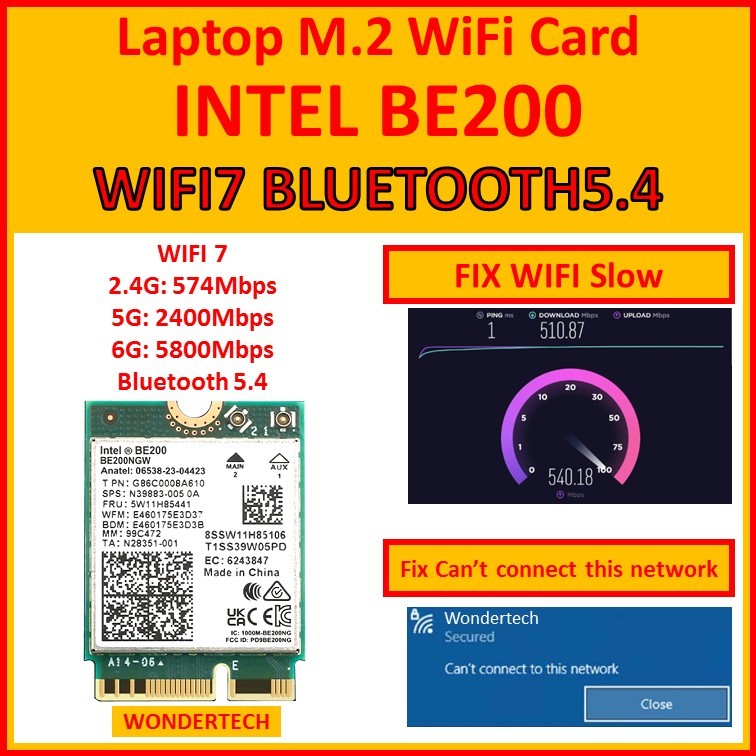 INTEL BE200 WIFI7 BLUETOOTH 5.4 Laptop M.2 NGFF WiFi Card BE200NGW WIFI-7 Wireless | Shopee Malaysia