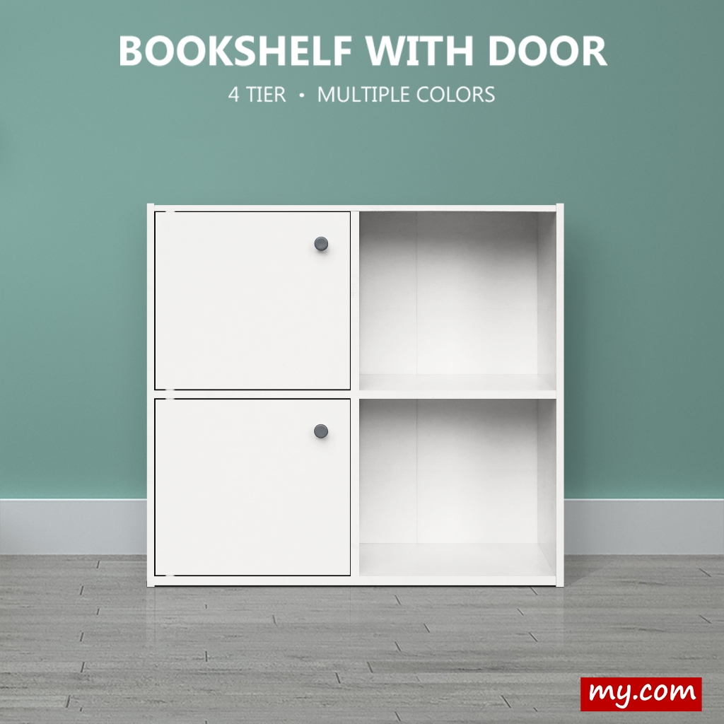 *READY STOCK* 4 Tier Bookshelf with 2 Doors my-com Almari Buku Budak ...