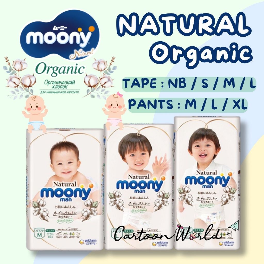 Moony Diapers Tape Moony Pants Baby Diaper NB S M L XL | Shopee Malaysia