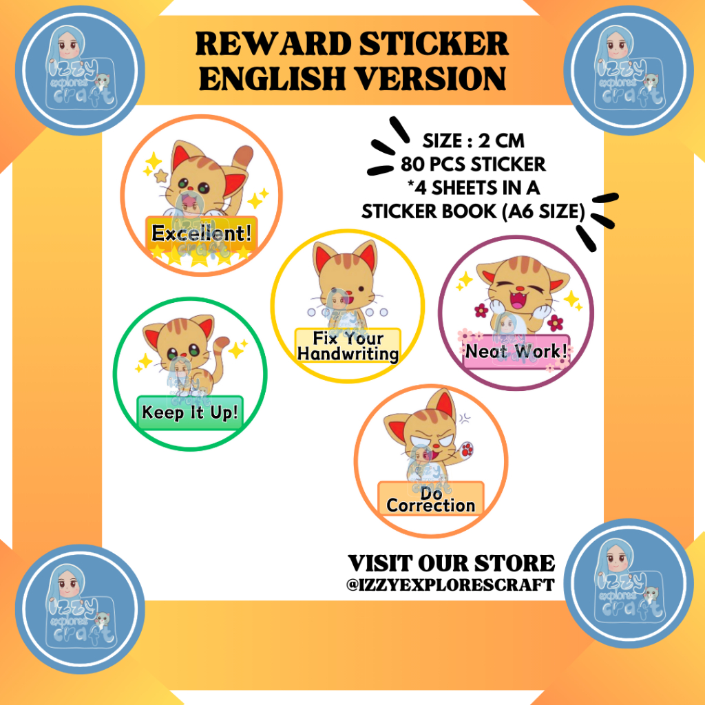 ENGLISH Reward Sticker | Teacher Reward Sticker for Student | Cute ...
