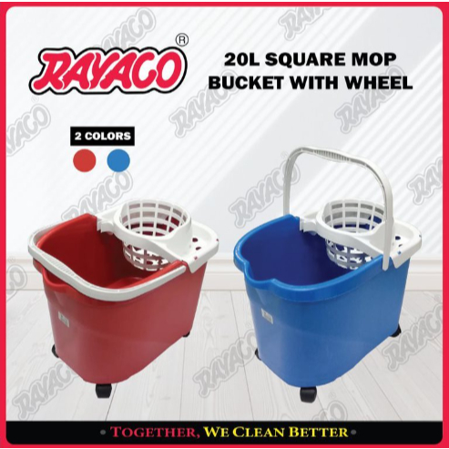 Rayaco Plastic Mop Bucket With Wheel 20Liter | Mop Pail With Wheels ...