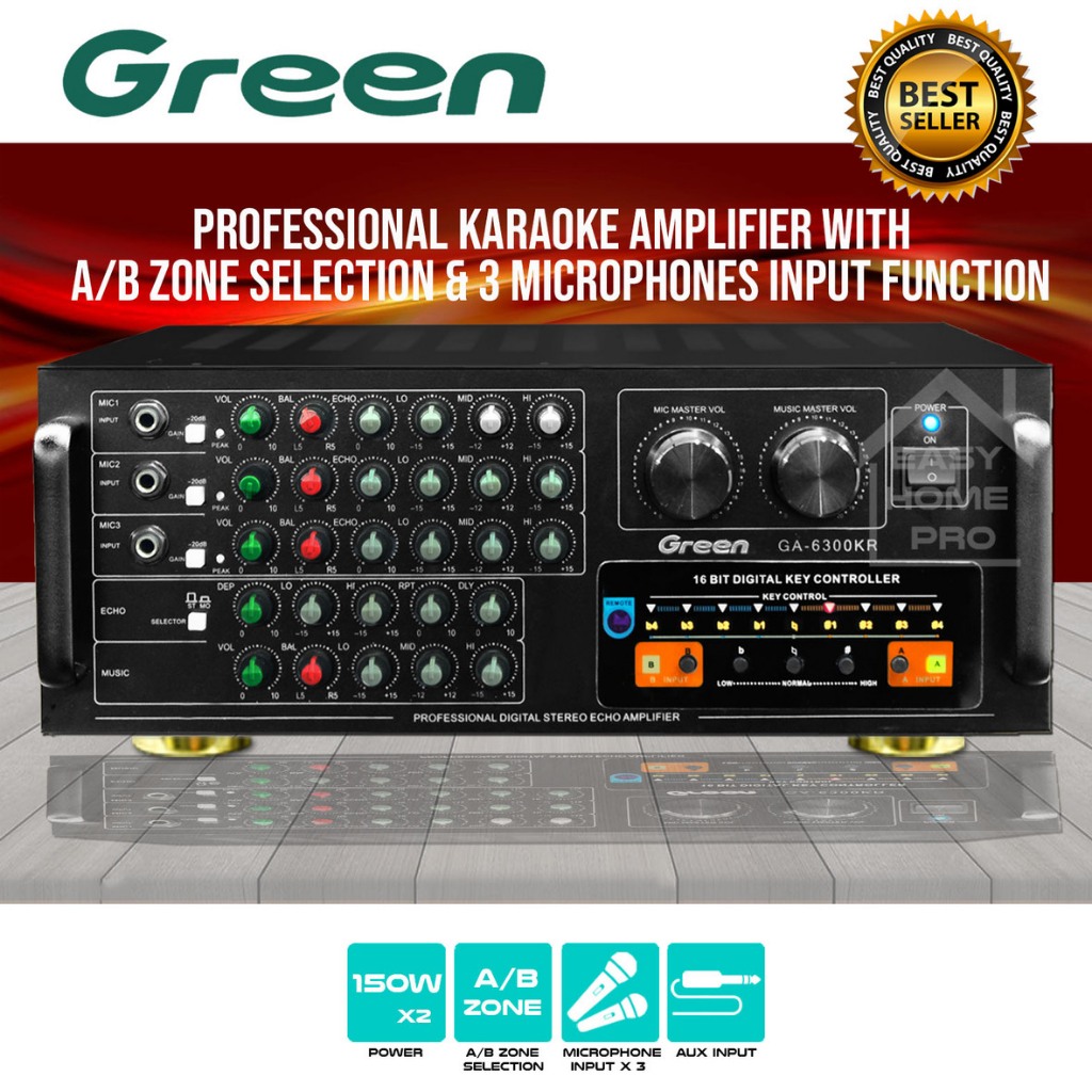 GREEN GA-6300KR Power Amplifier Karaoke Amp Ampli Key Control Home ...