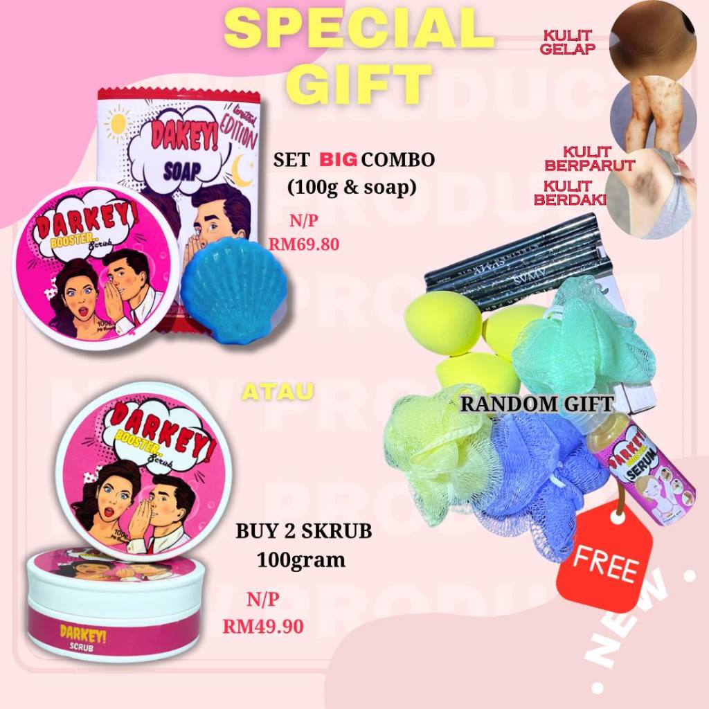 (RANDOM FREE GIFT)DARKEY BOOSTER SCRUB & SABUN(SET) | Shopee Malaysia