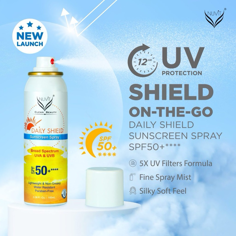 Nuvit Daily Shield Sunscreen Spray SPF 5”+**** (100ml) | Shopee Malaysia