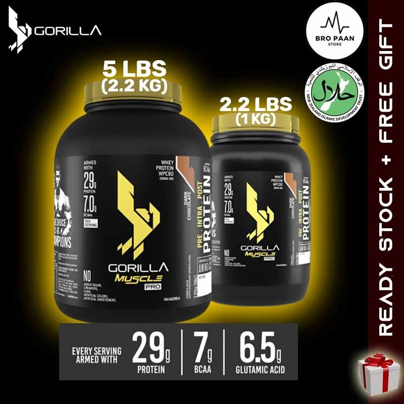 GORILLA Muscle PRO Whey Protein 2.27kg (5lbs) (Halal Certified) – High ...